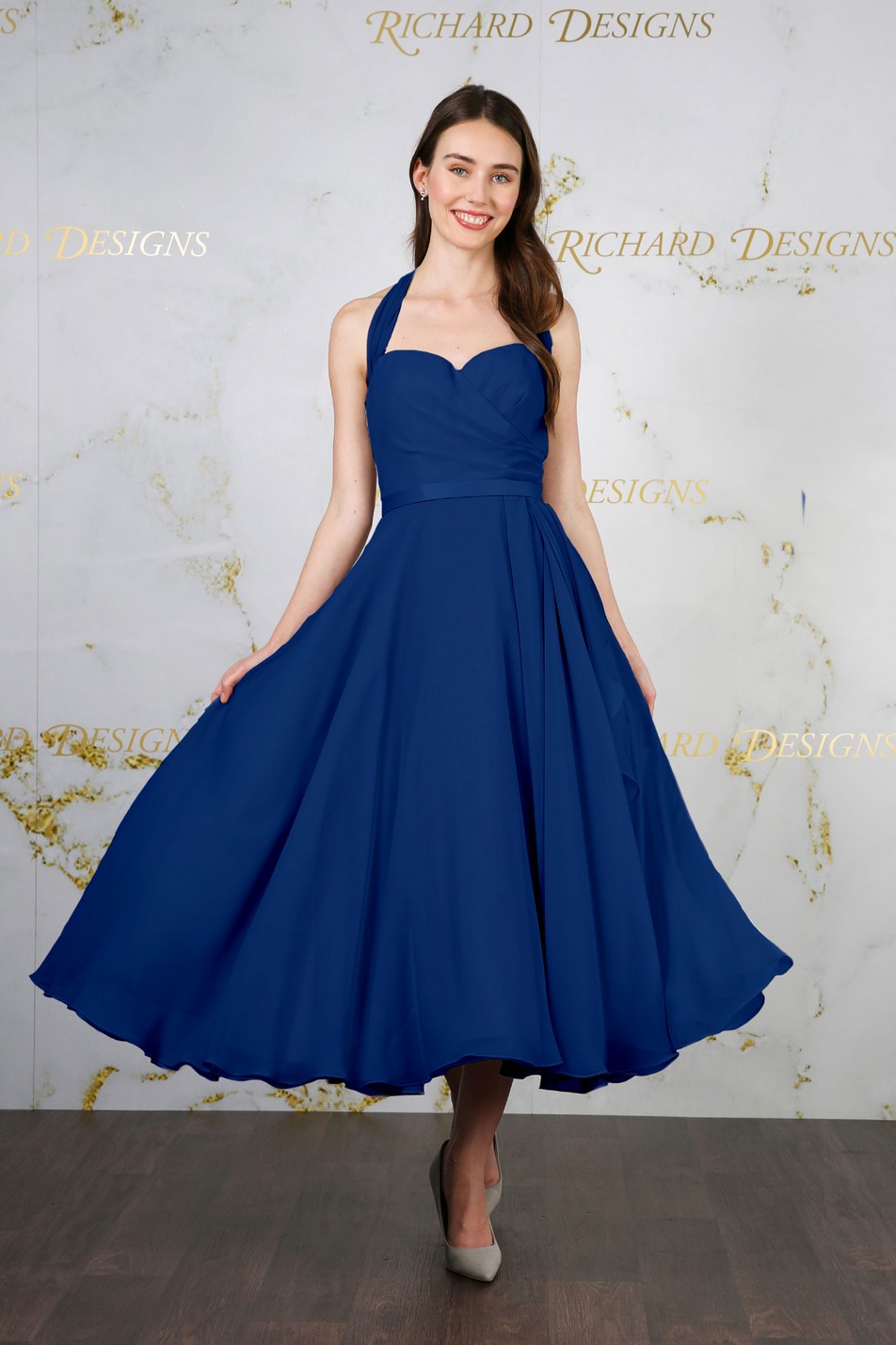 Halterneck Chiffon Dress - Richard Designs